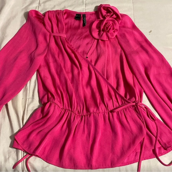 Mango | Tops | Mango Pink Ruffled Wrap Blouse | Poshmark